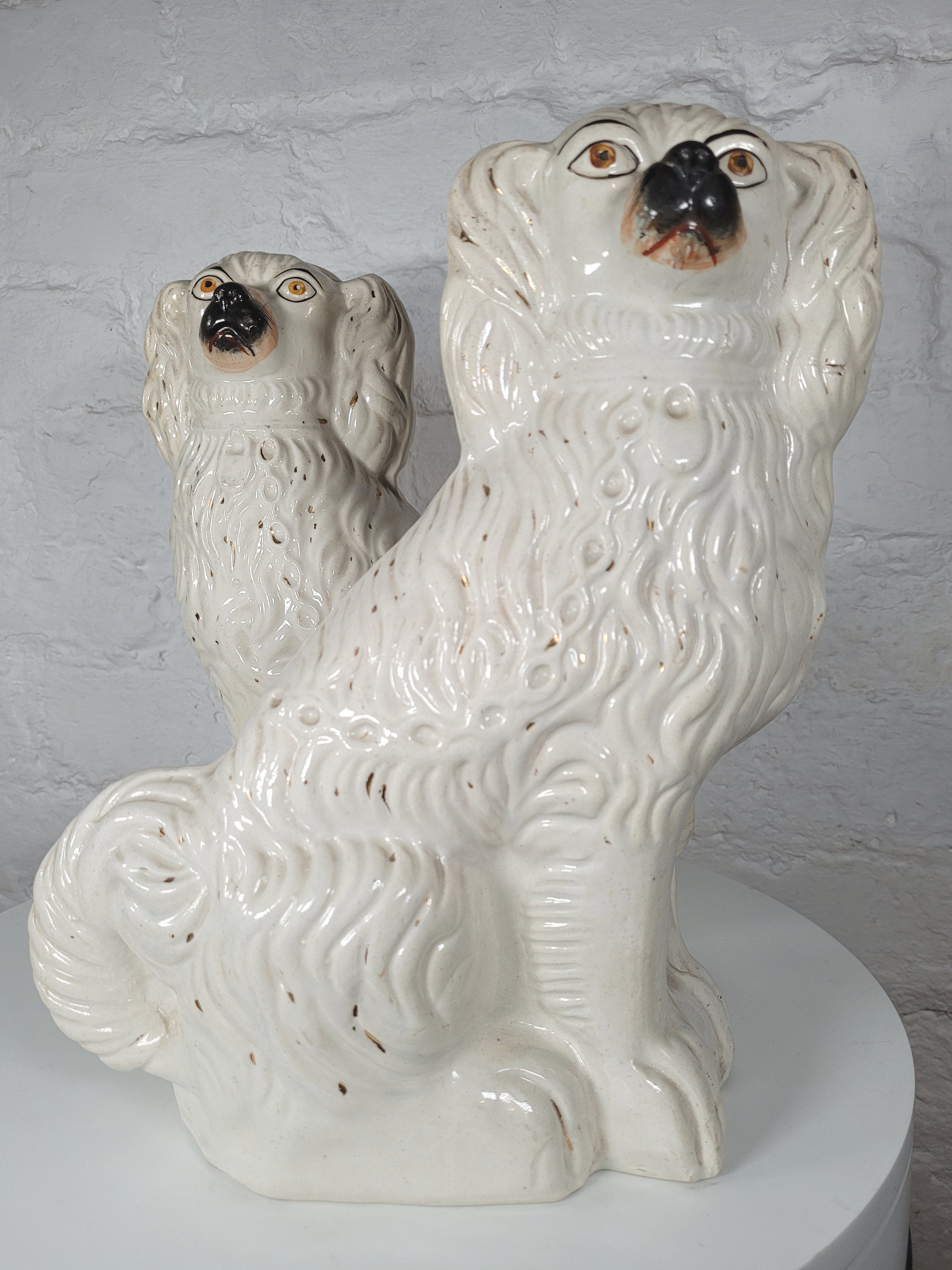 Large Antique Ceramic Early 20th Century Staffordshire Dogs / Antique ...