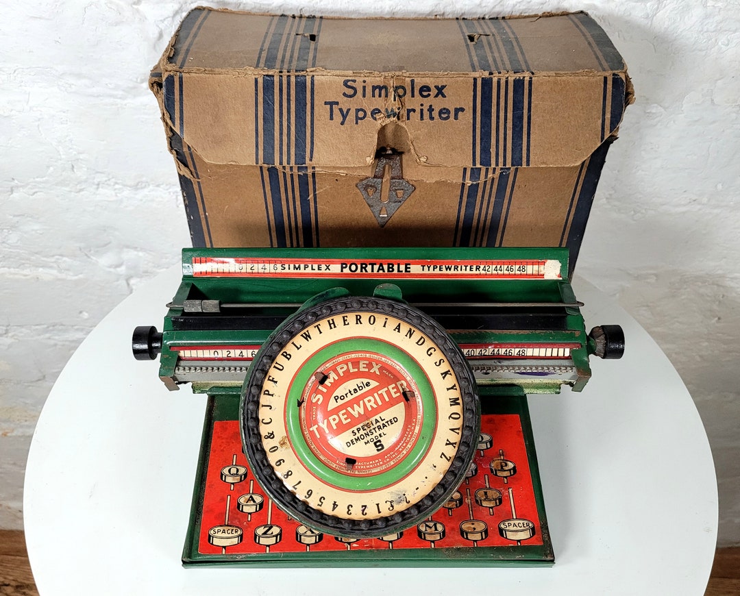 Antique Simplex Model A Typewriter in Original Box / Toy Typewriter ...