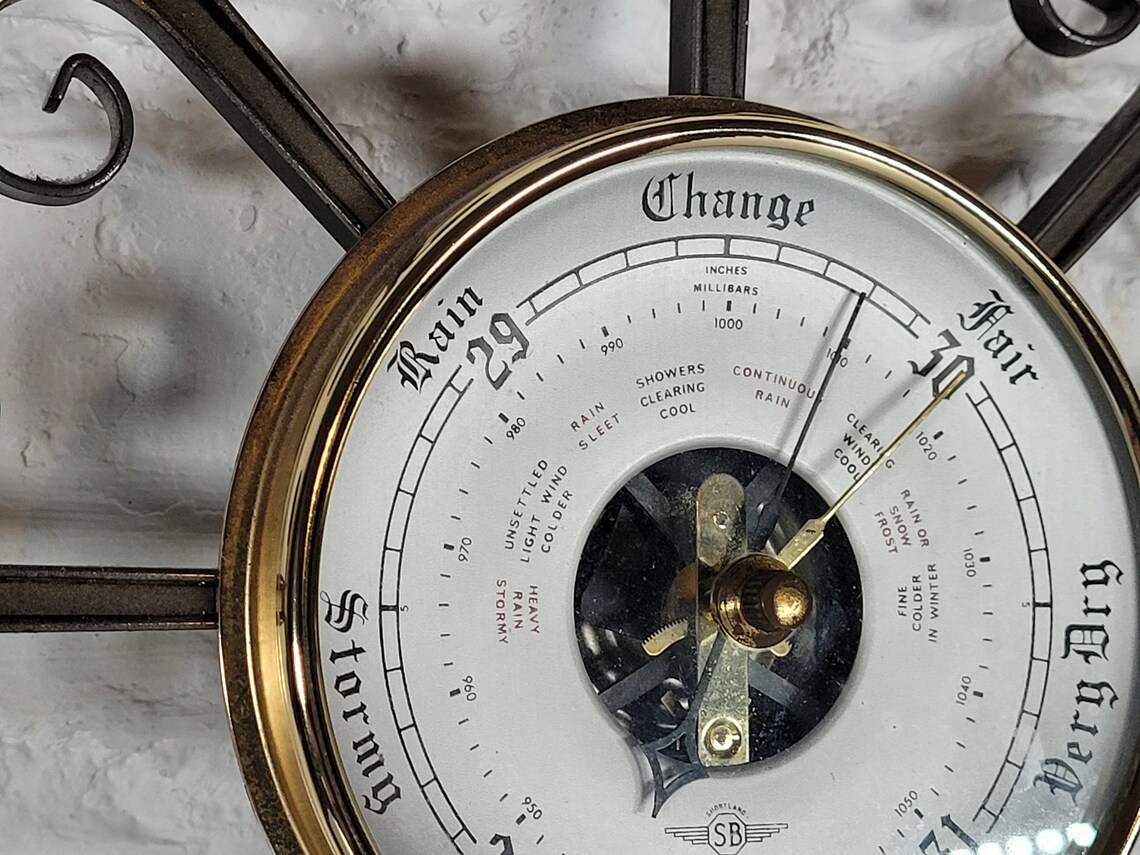 Vintage Circular Barometer / Vintage Wall Barometer / Starburst ...
