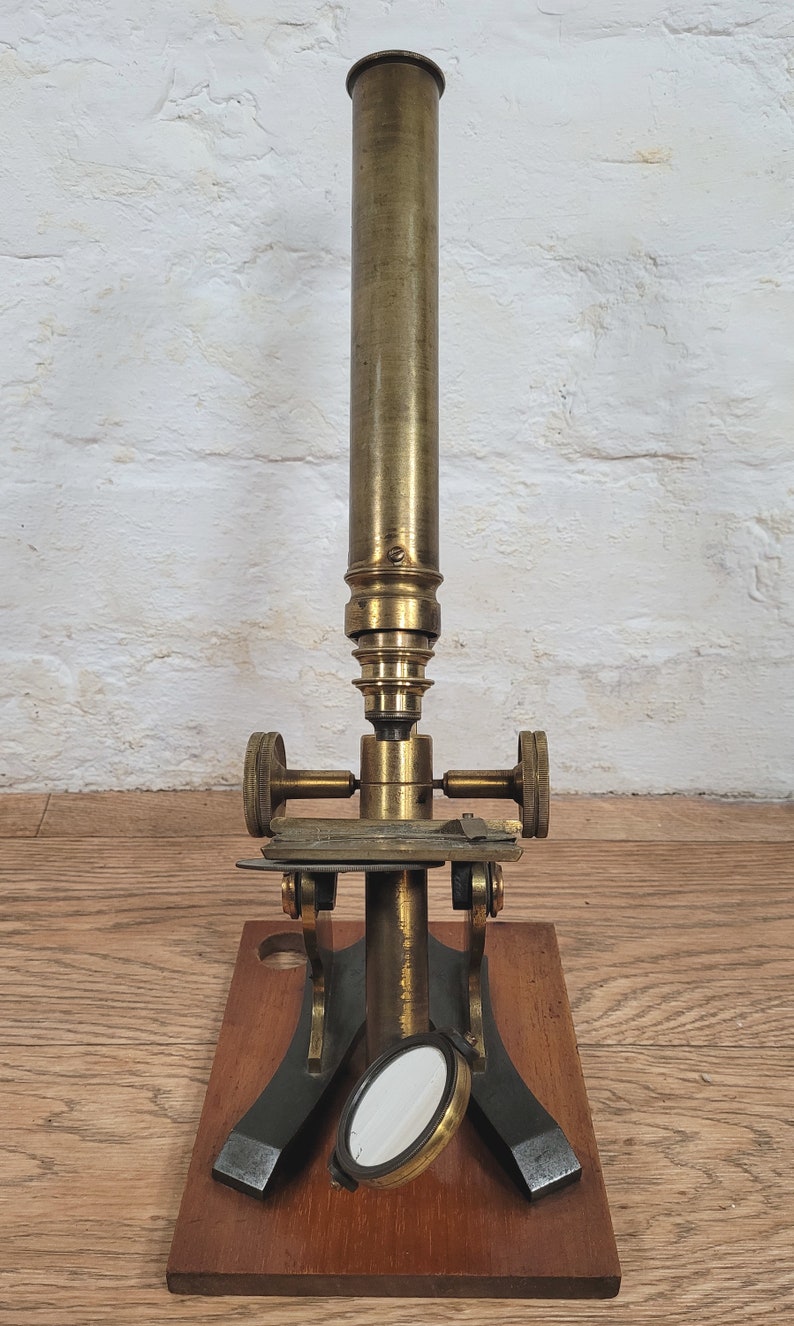Antique Microscope / Victorian Brass Bar-limb Microscope With - Etsy