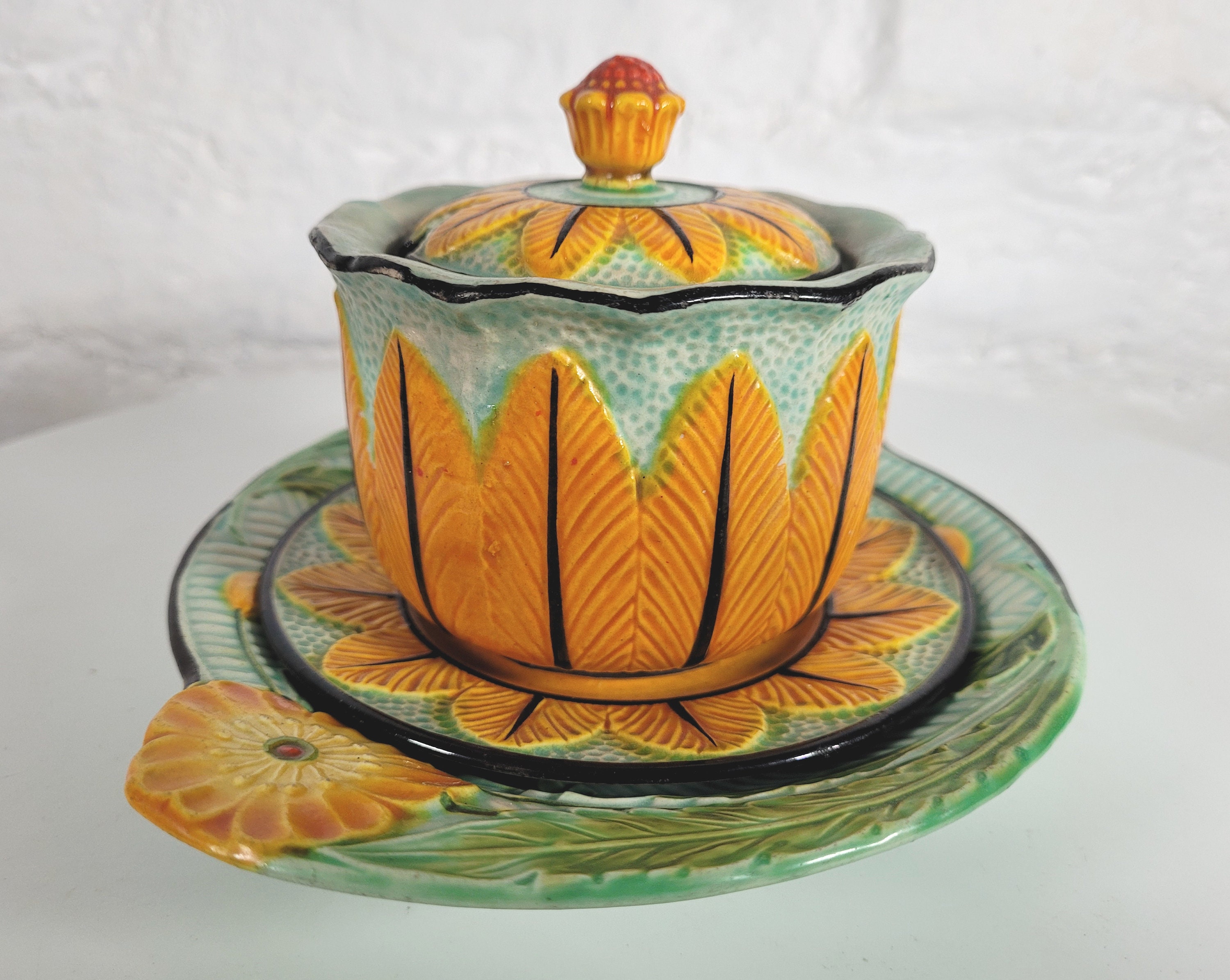 A Collection of Floral Japanese Maruhon Ware Pottery / Conserve Jar ...