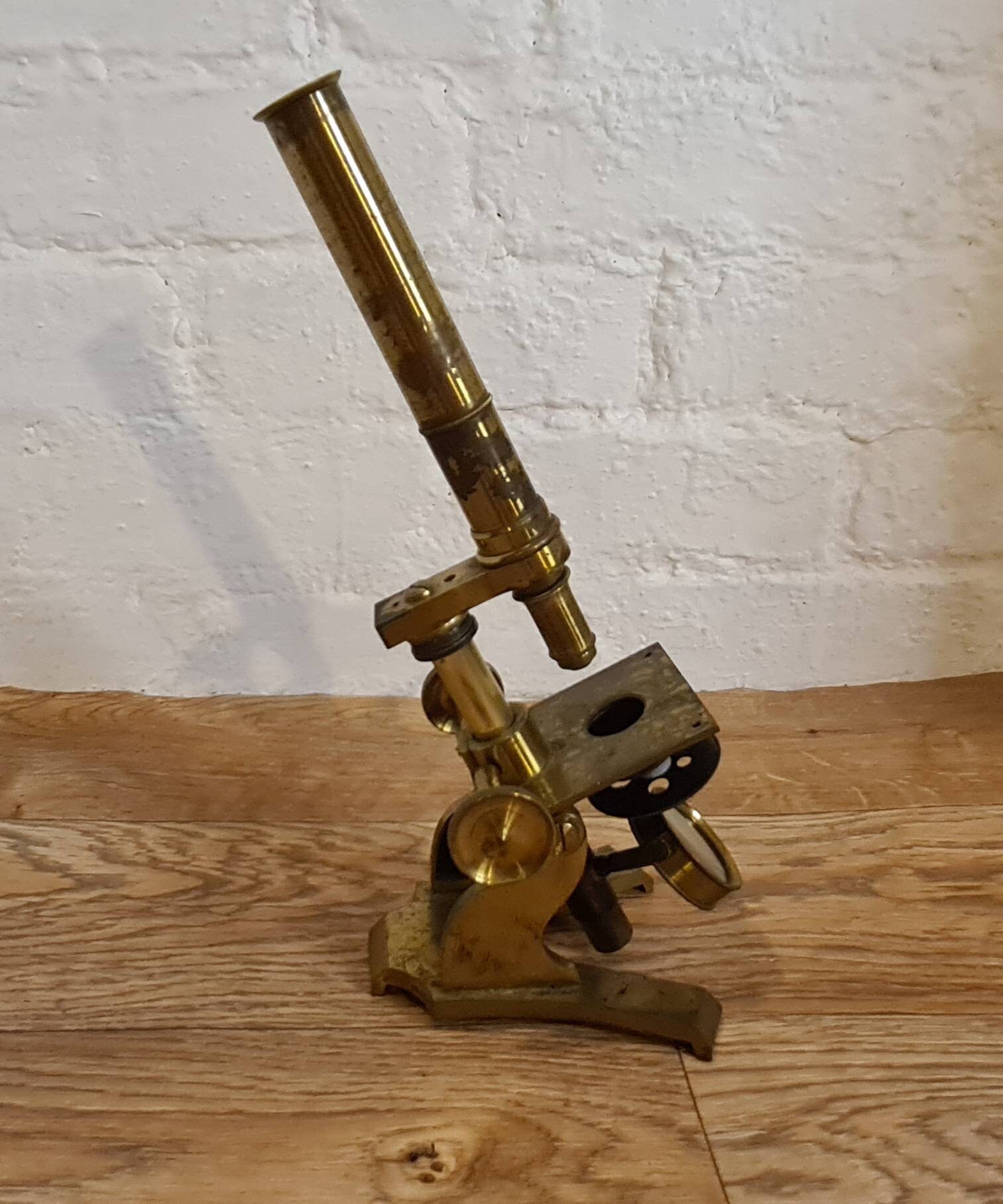 Antique Microscope / Victorian Brass Bar-limb Microscope With of ...