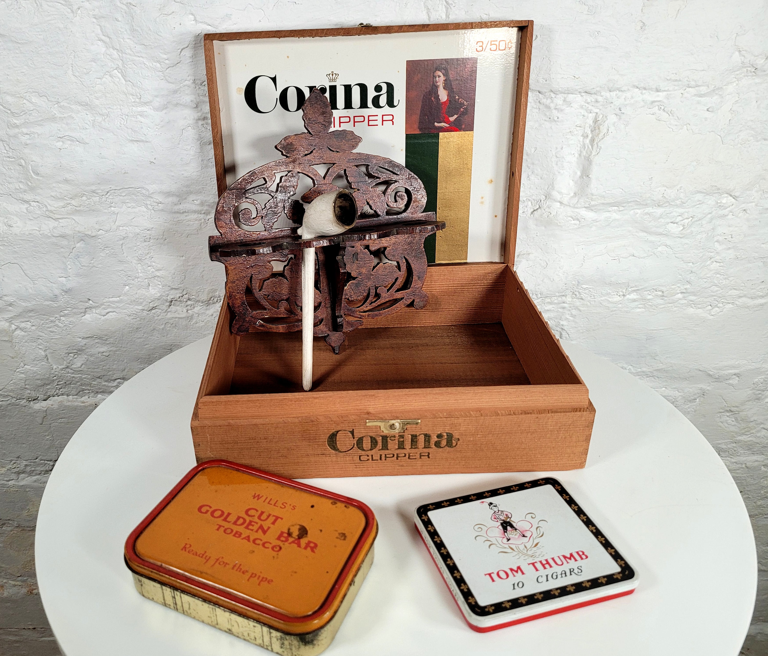 Vintage Cigar Collector's Set / Tobacco Collector's Set With Clay Pipe ...