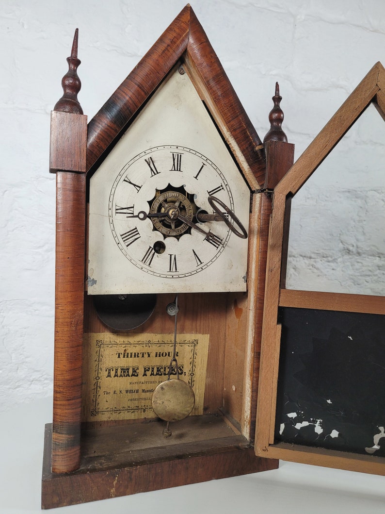 Antique American Gothic 30 Hour Clock by E.N. Welch of Forestville ...