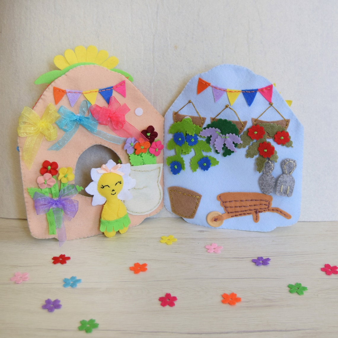 Soft Book Activity Flower Shop/quiet Book Sewn Felt/flowers - Etsy