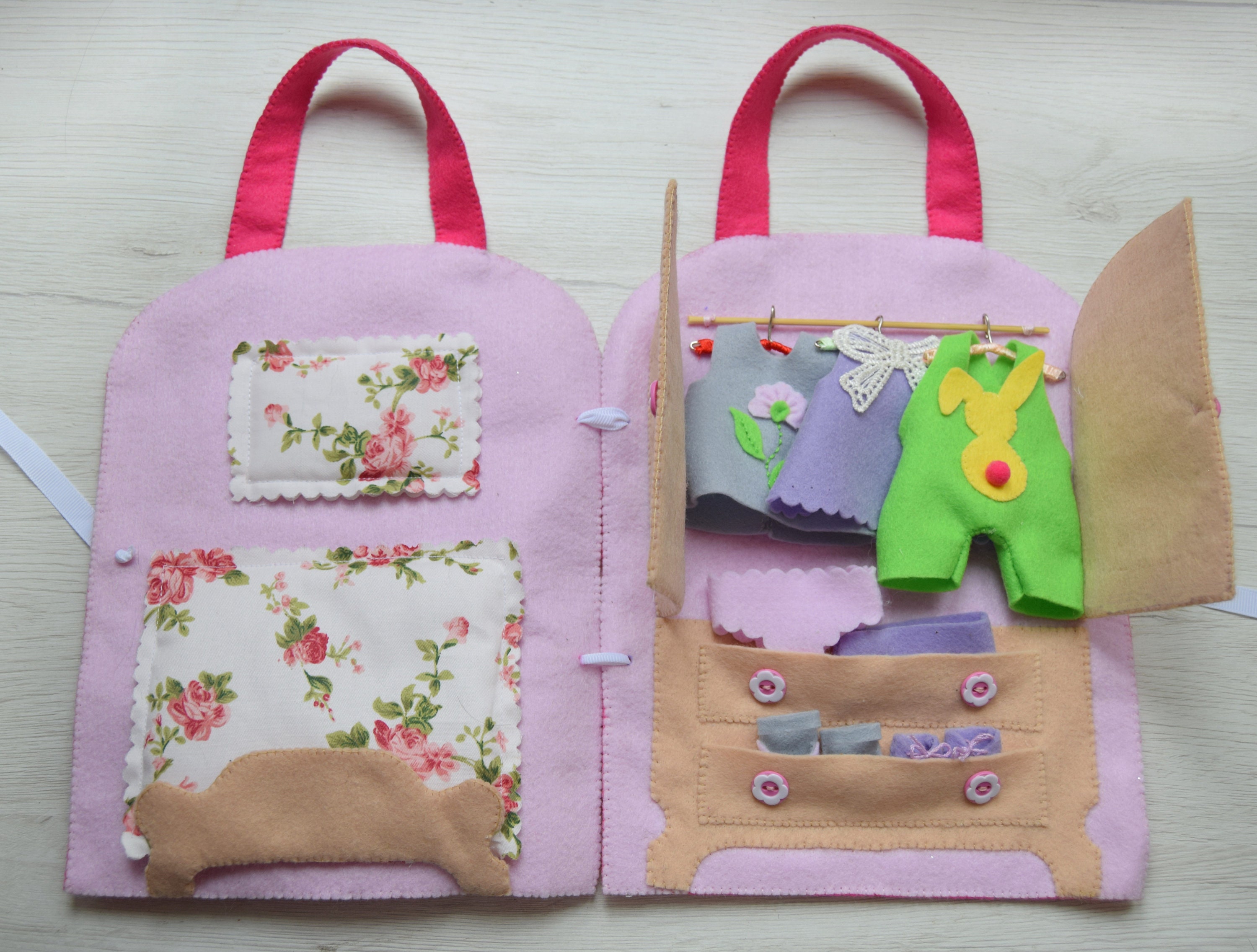 Pocket Puppet With Carrier Pattern/felt Doll With Travel Bag Pattern ...