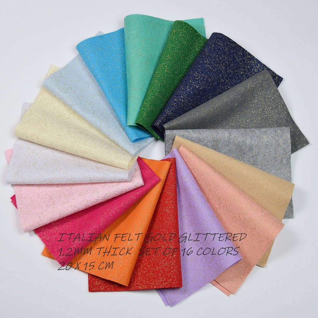 Gold Glittered Felt Collection/16 Colors Collection Gold Glittered Felt ...