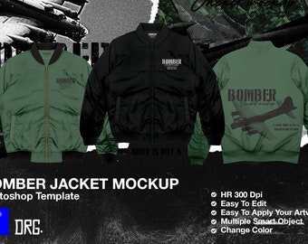 Mockup Bomber Jacket Vector Template - Etsy