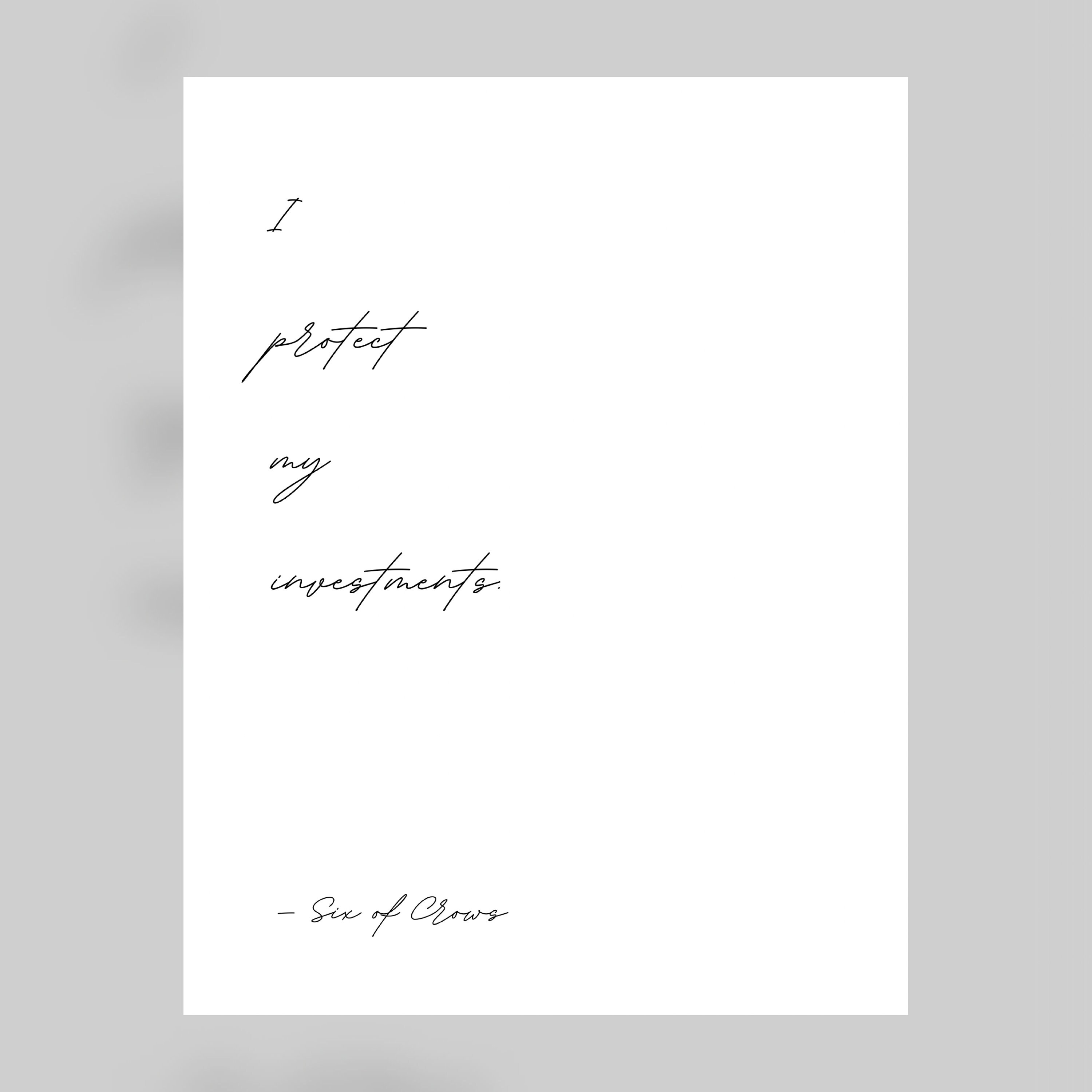 Six of Crows Printable Poster Book Quote Poster Minimalistic Poster ...