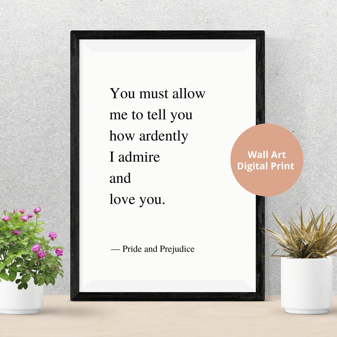 Pride & Prejudice Printable Poster | Book Quote Poster | Minimalistic ...