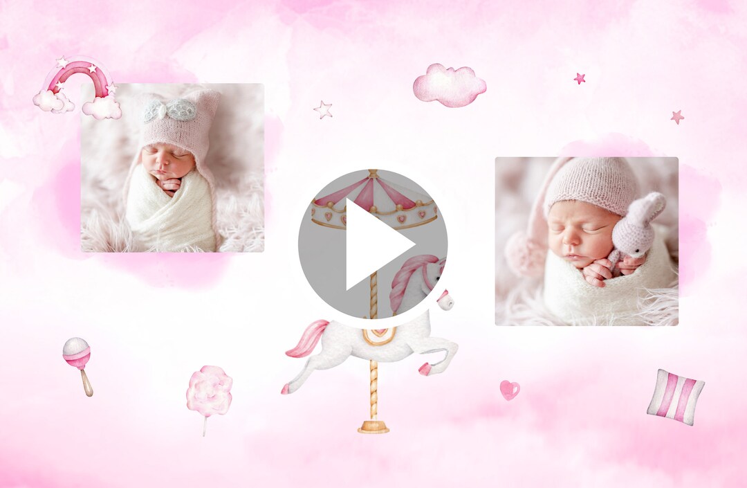 Newborn Baby Girl Slideshow Template: Editable in Canva (digital ...