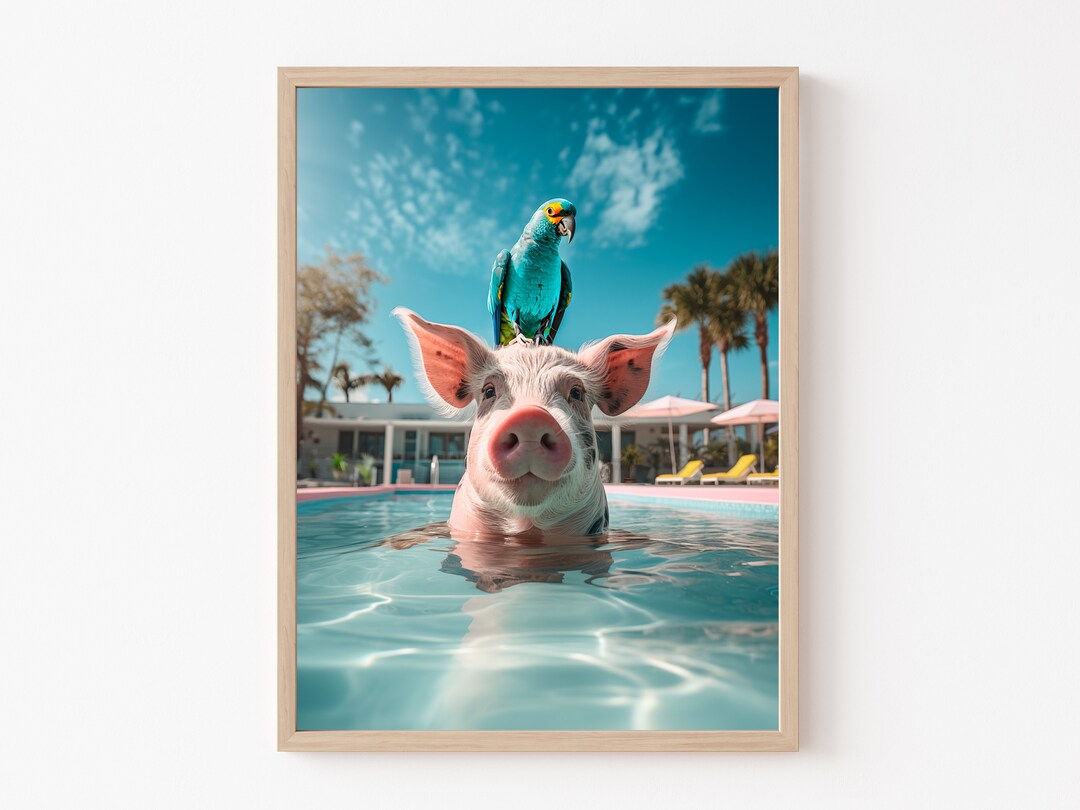 Cute Pig Poster Art, Animal Wall Art, Printable Wall Art, Art Print - Etsy