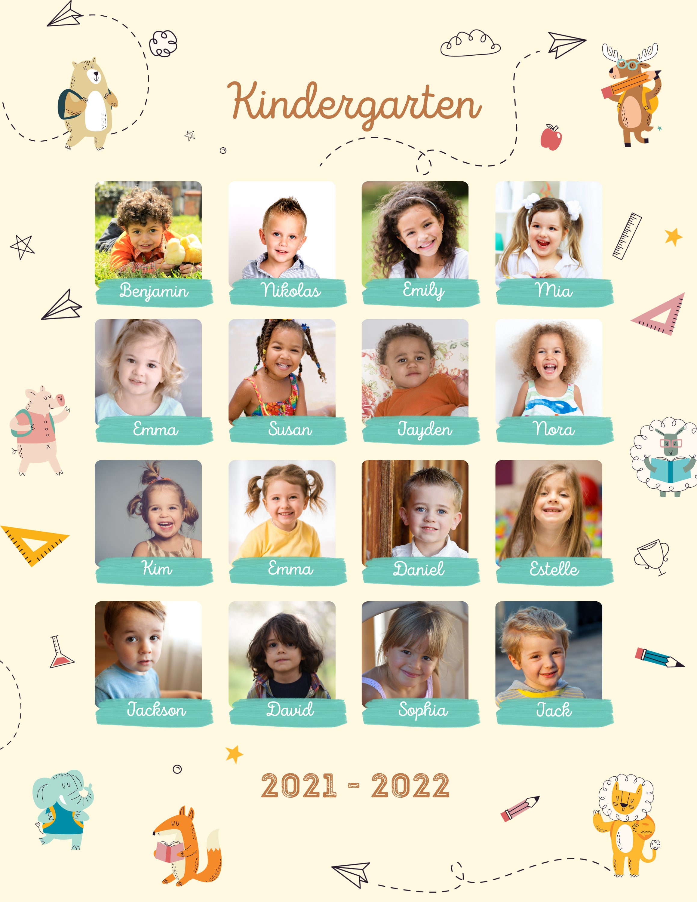 Custom Kindergarten Class Photo Collage School Photo - Etsy