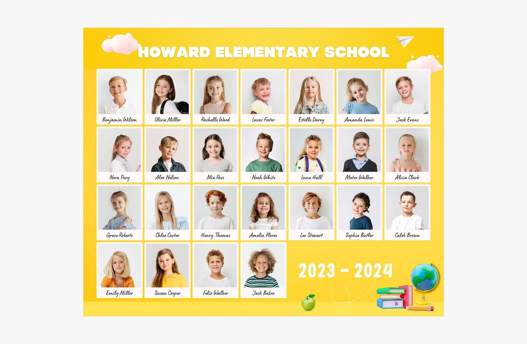 School Class Photo Collage Template: 8x10, 16x20 (edit in Canva) - Etsy