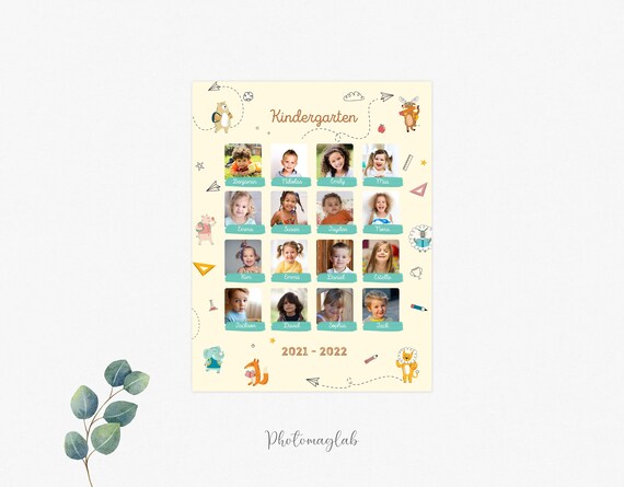 Custom Kindergarten Class Photo Collage School Photo | Etsy