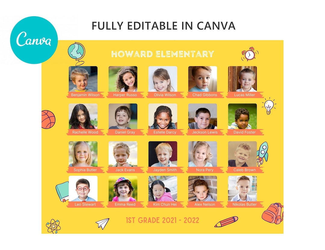 School Class Photo Template: 8x10 Editable Canva Design (digital ...