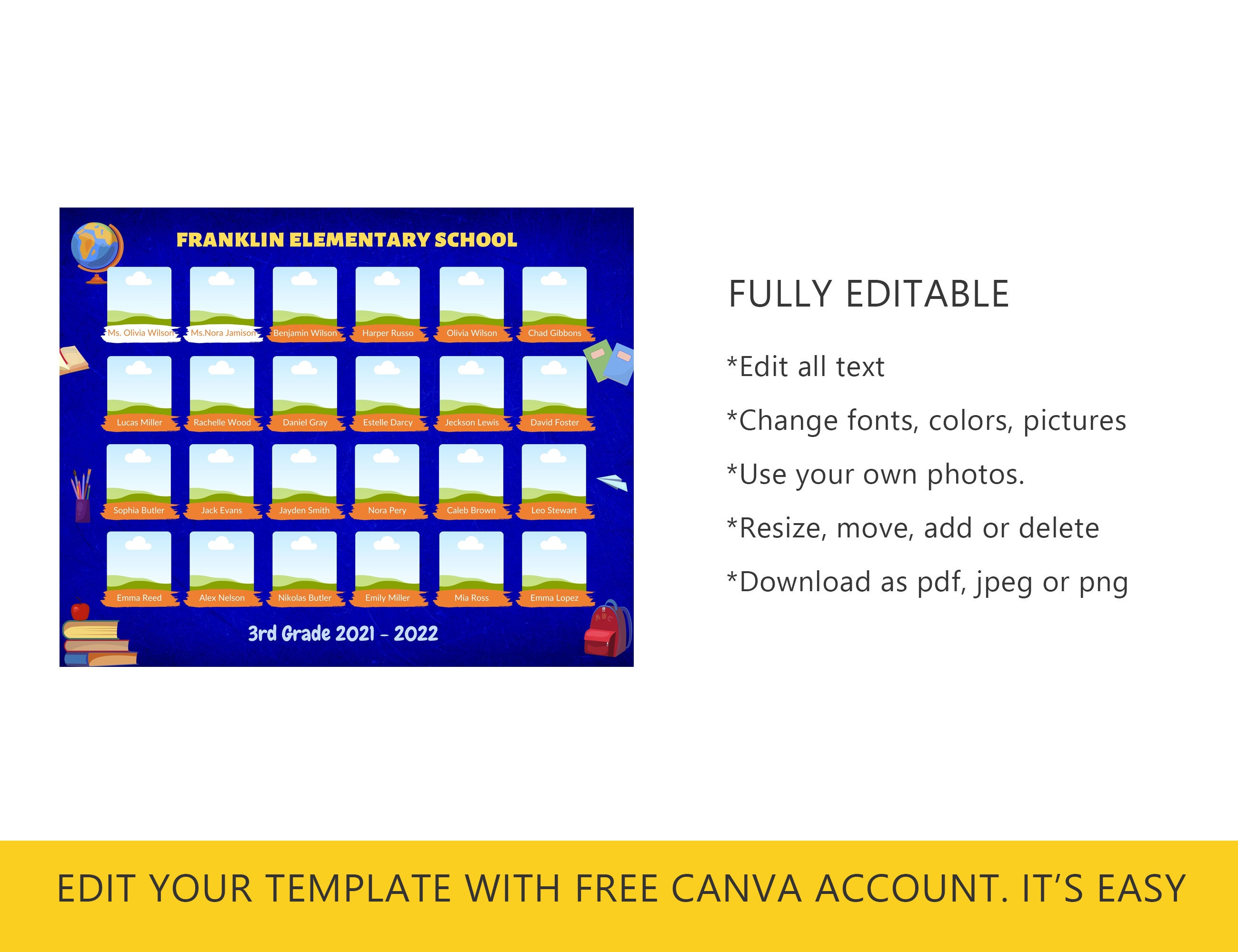 School Template Edit in Canva School Class Photo School - Etsy