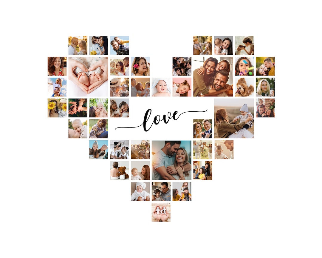 Heart Family Photo Collage, Love Collage, Family Photo Collage, Heart ...
