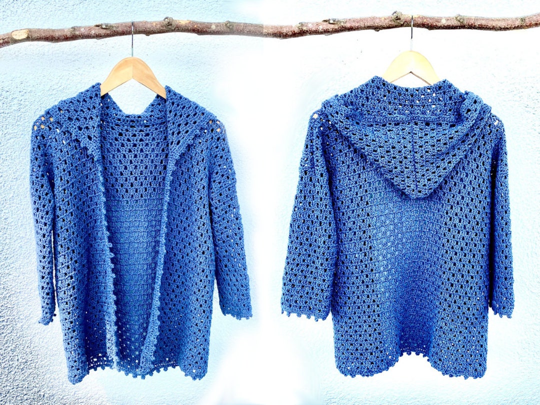 CROCHET PATTERN blue Jeans Hoodie Cardigan - Etsy UK