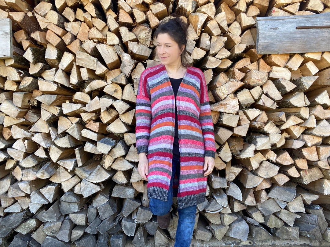 KNITTING PATTERN chipmunk Knitted Cardigan Coat Jacket Stripes Seamless ...