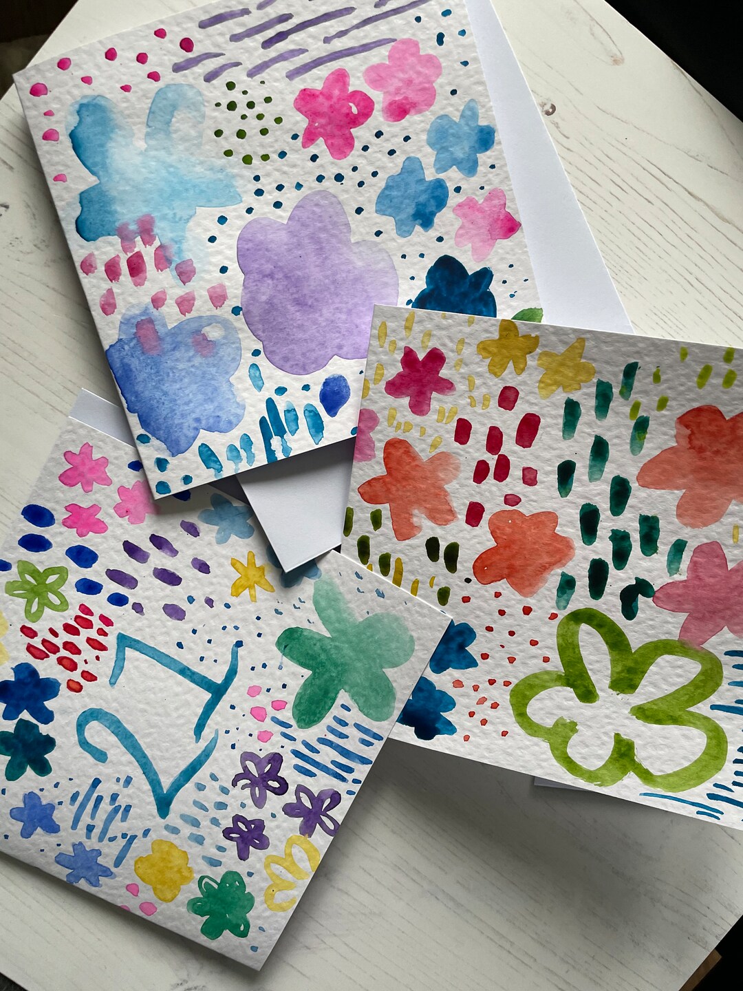 Hand Painted Personalised Floral Abstract Birthday Card, Watercolour ...
