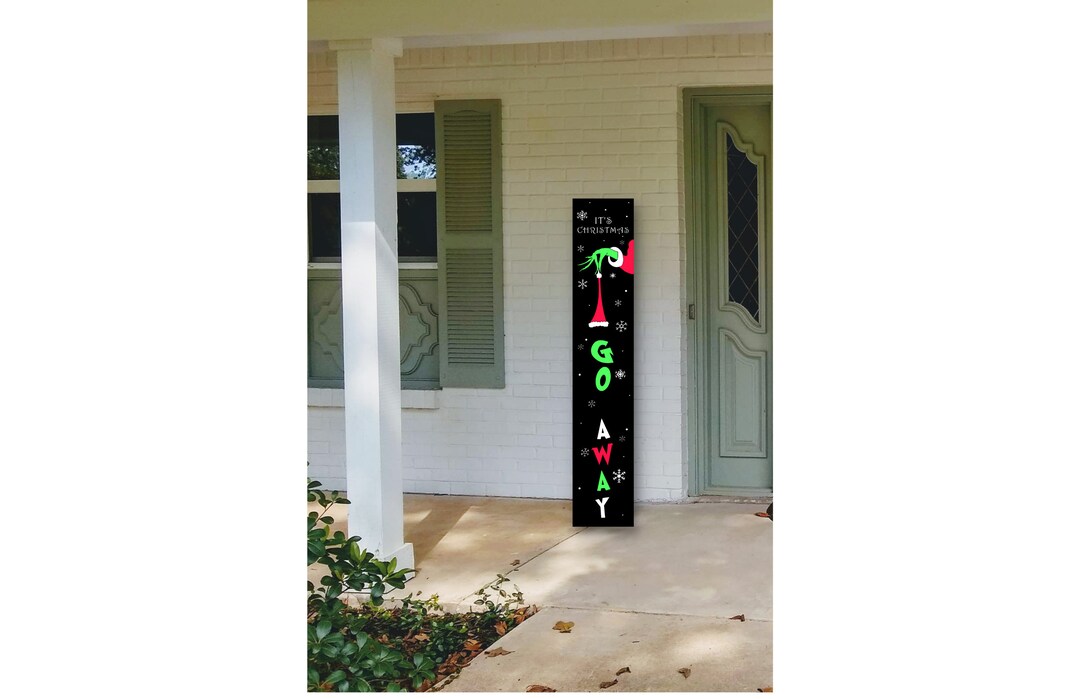 Grinch Go Away Porch Sign Carved and Painted - Etsy