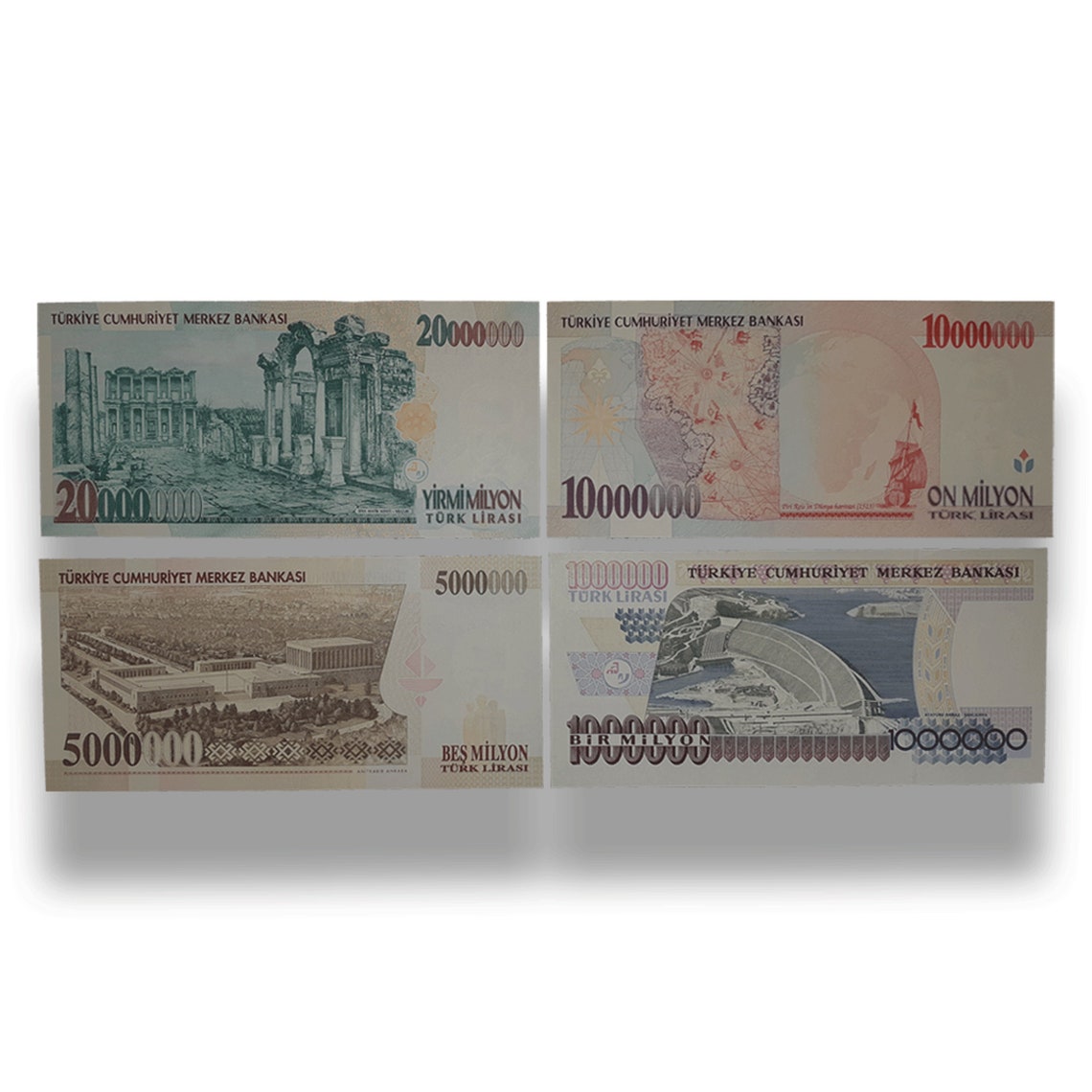 Turkey 1000000 to 20000000 Million UNC Banknotes Set - Etsy
