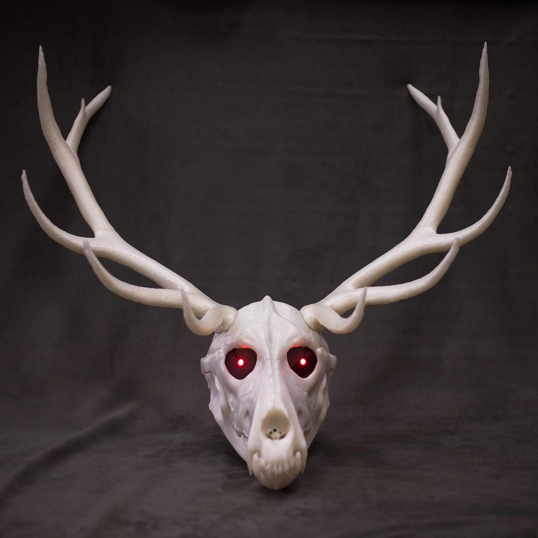Wendigo Skull Mask With Large Horns and Moving Jaw: 3D Printed Cosplay ...