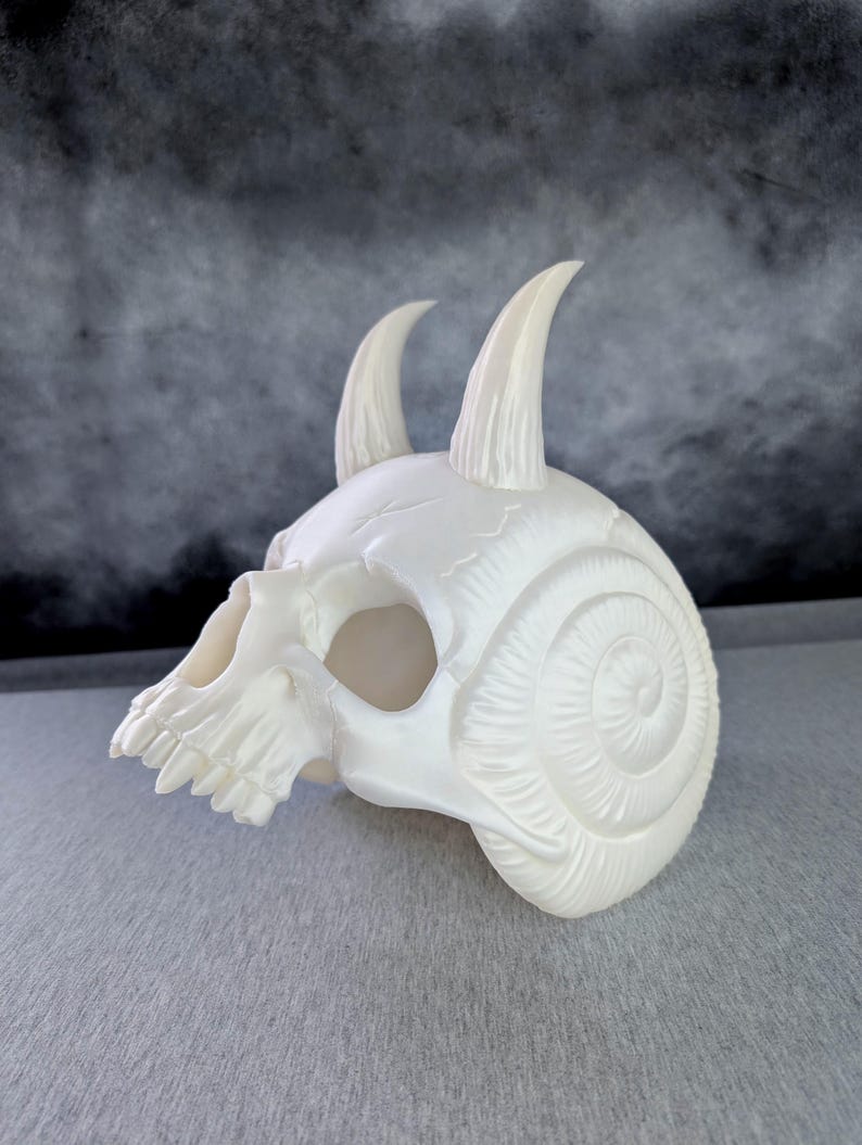 Spooky 3D Printed Snail Skull With Horns - Halloween Costume Prop - Etsy