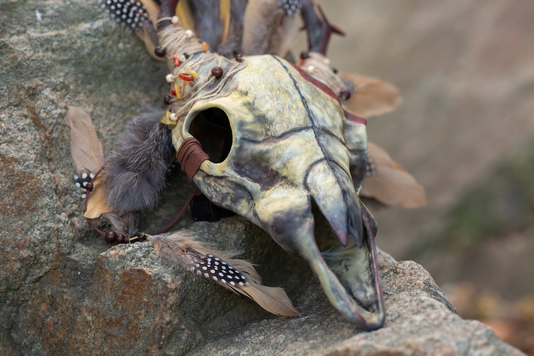 3D Printed Shaman Ram Skull Mask: Pagan Ritual Decor - Etsy