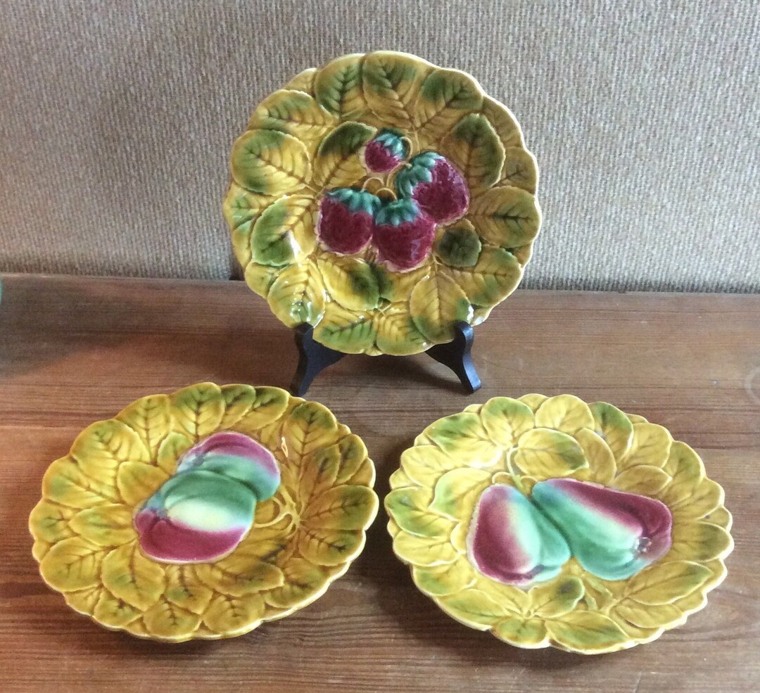 French Country Provence Fruit and Leaves Porcelain Plates. Set of 3. - Etsy