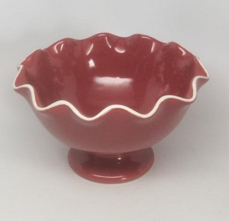 Longaberger Pottery Red Footed Bowl. be My - Etsy