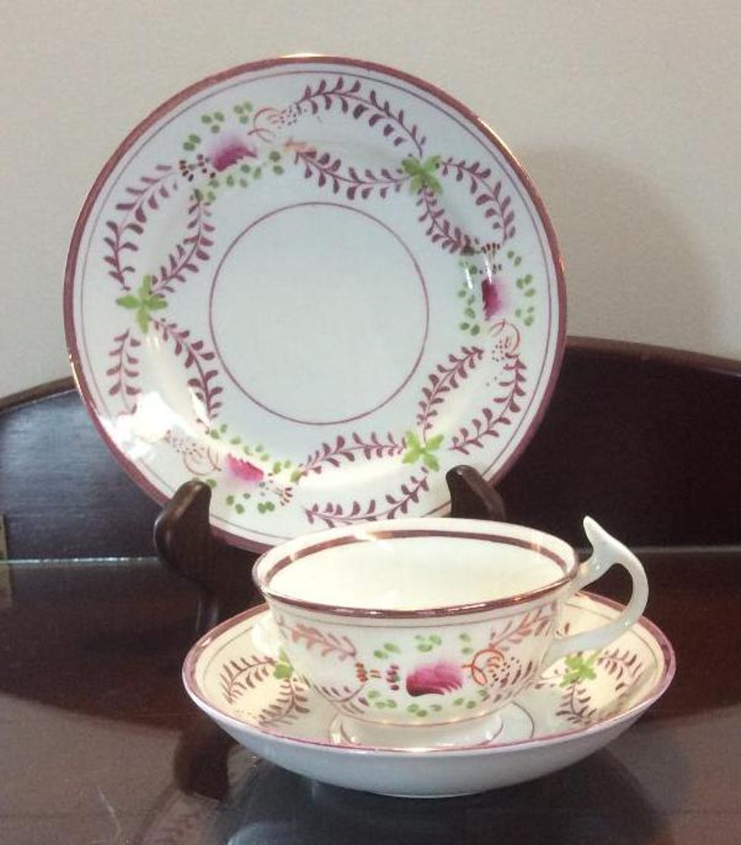 Antique Wetley China Made in England. Three Piece Set. Circa 1850. Pink ...