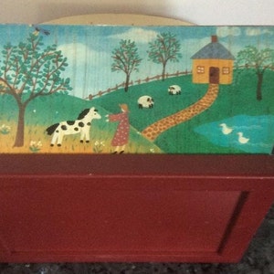 Folk Art Wood Caddy. Hand Painted and Stenciled. - Etsy