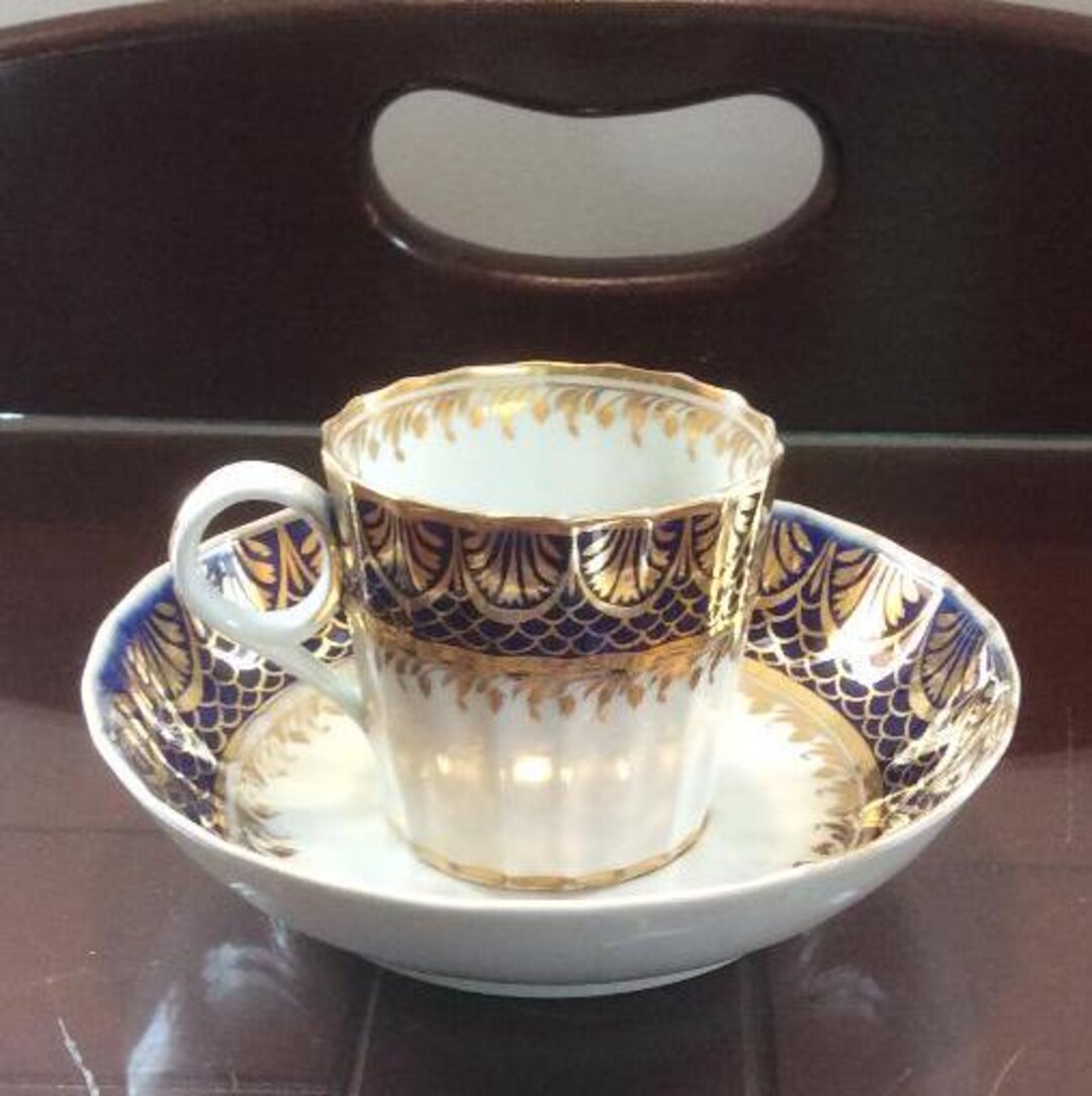 Grainger Worcester Cobalt Blue and Gold Demitasse Cups and Bowls. Fish ...