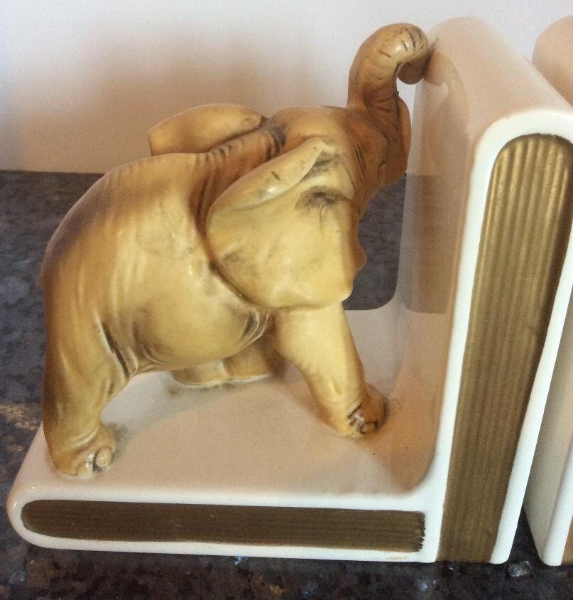 Vintage Elephant Porcelain Bookends. Lefton. Very Detailed. - Etsy