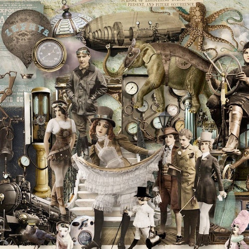 Steampunk Machines Collage Sheet Digital Printable Instant - Etsy