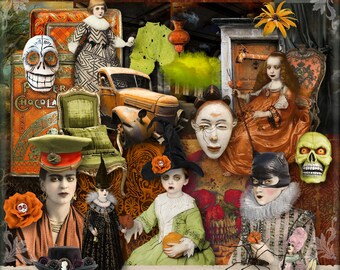 Cemetery Halloween Digital Collage Sheet Jpg and Png | Etsy