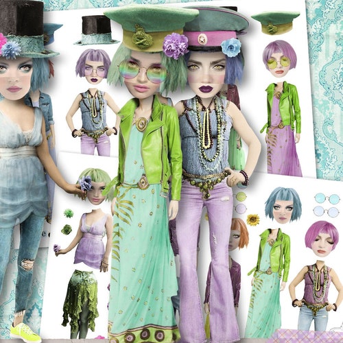 Retro Art Paper Dolls Digital Collage Sheet Jpg Png - Etsy