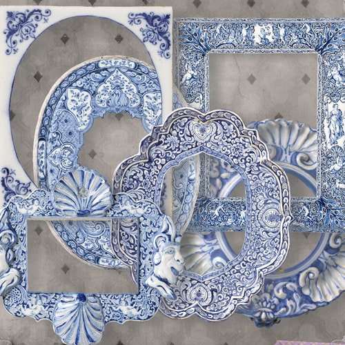 Blue and White Frames Individual Files Digital Collage - Etsy