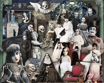 Cemetery Halloween Digital Collage Sheet Jpg and Png | Etsy