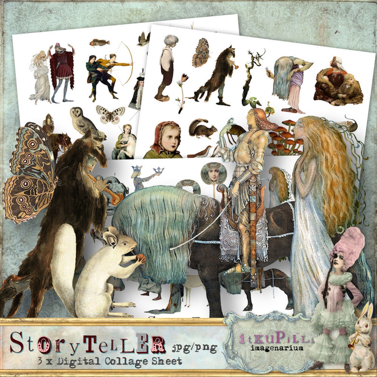 Story Teller Bundle 3 X Digital Collage Sheet Jpg and Png | Etsy