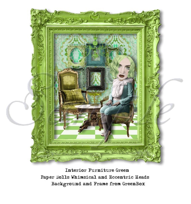 Interior Furniture Green - Digital Collage Sheet - Jpg and Png ...