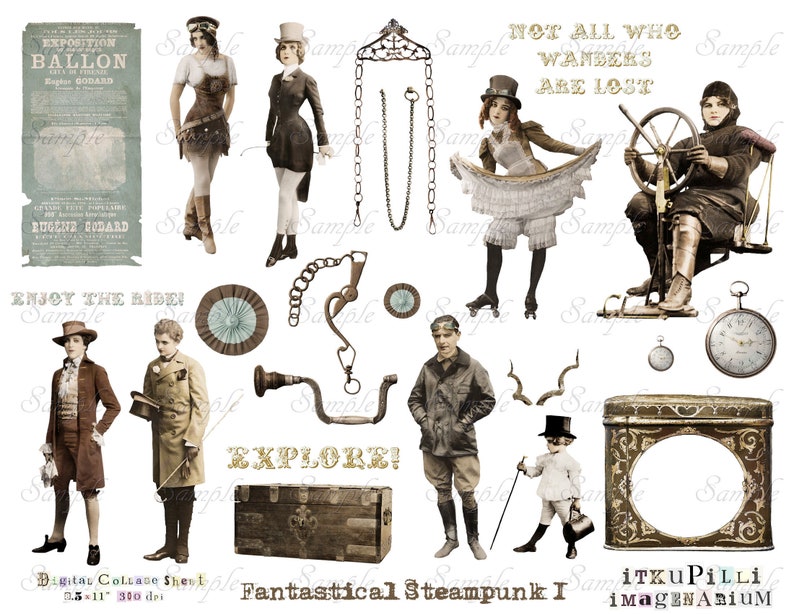 Fantastical Steampunk 4 X Digital Collage Sheet Jpg and - Etsy