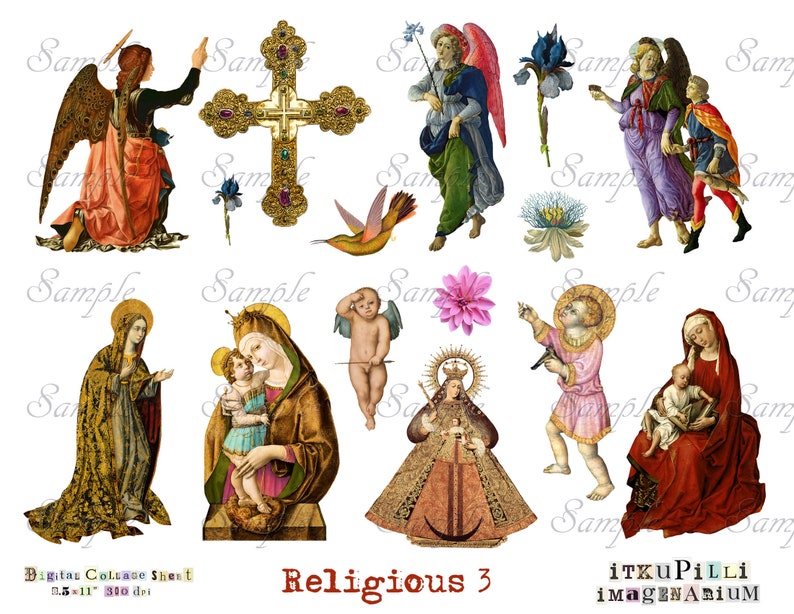 Religious Bundle 3 X Digital Collage Sheet Jpg and Png | Etsy