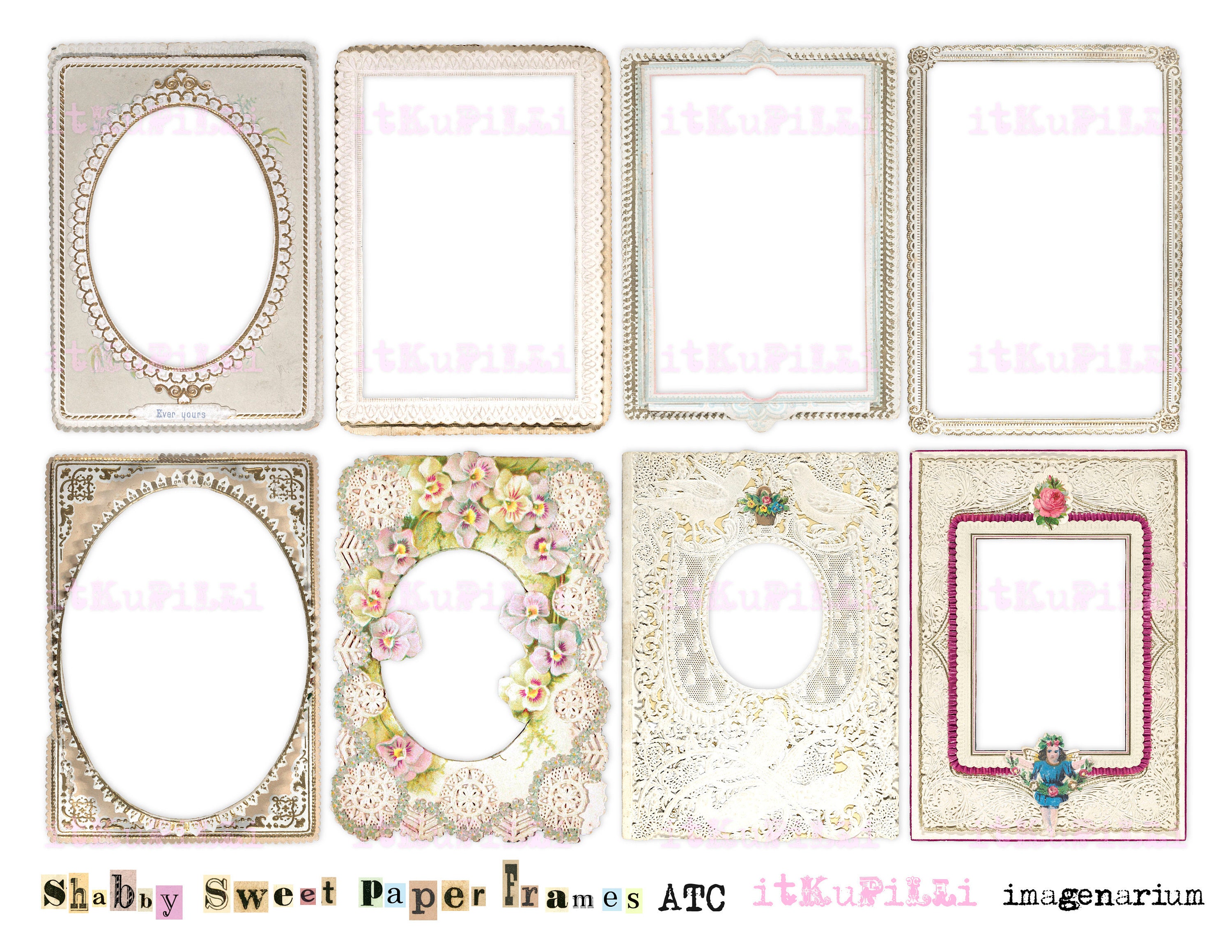 Shabby Sweet Paper Frames ATC Journaling Collage | Etsy