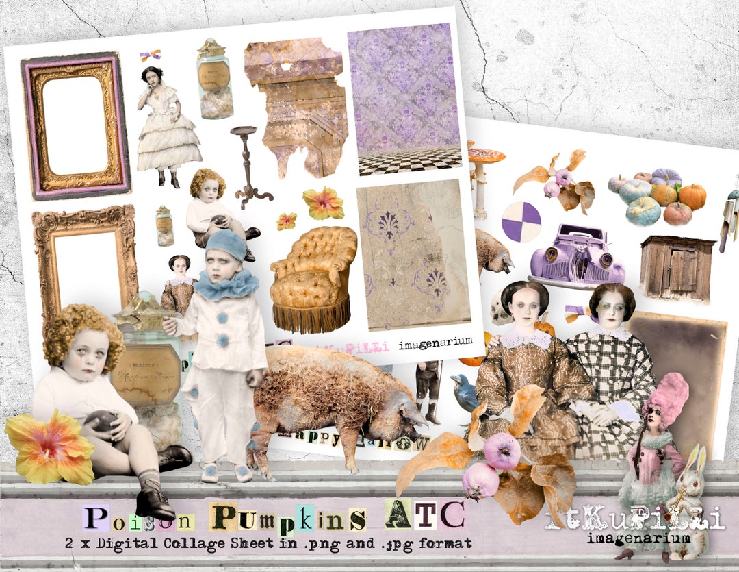 Poison Pumpkins ATC - Halloween - 2 X Digital Collage Sheet - Jpg and ...