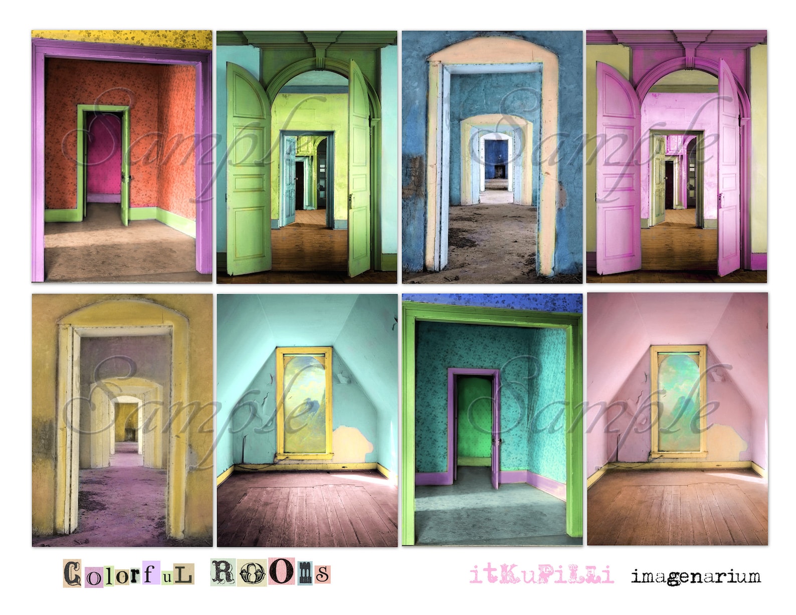 Colorful Rooms ATC Backgrounds Digital Collage Sheet Jpg | Etsy