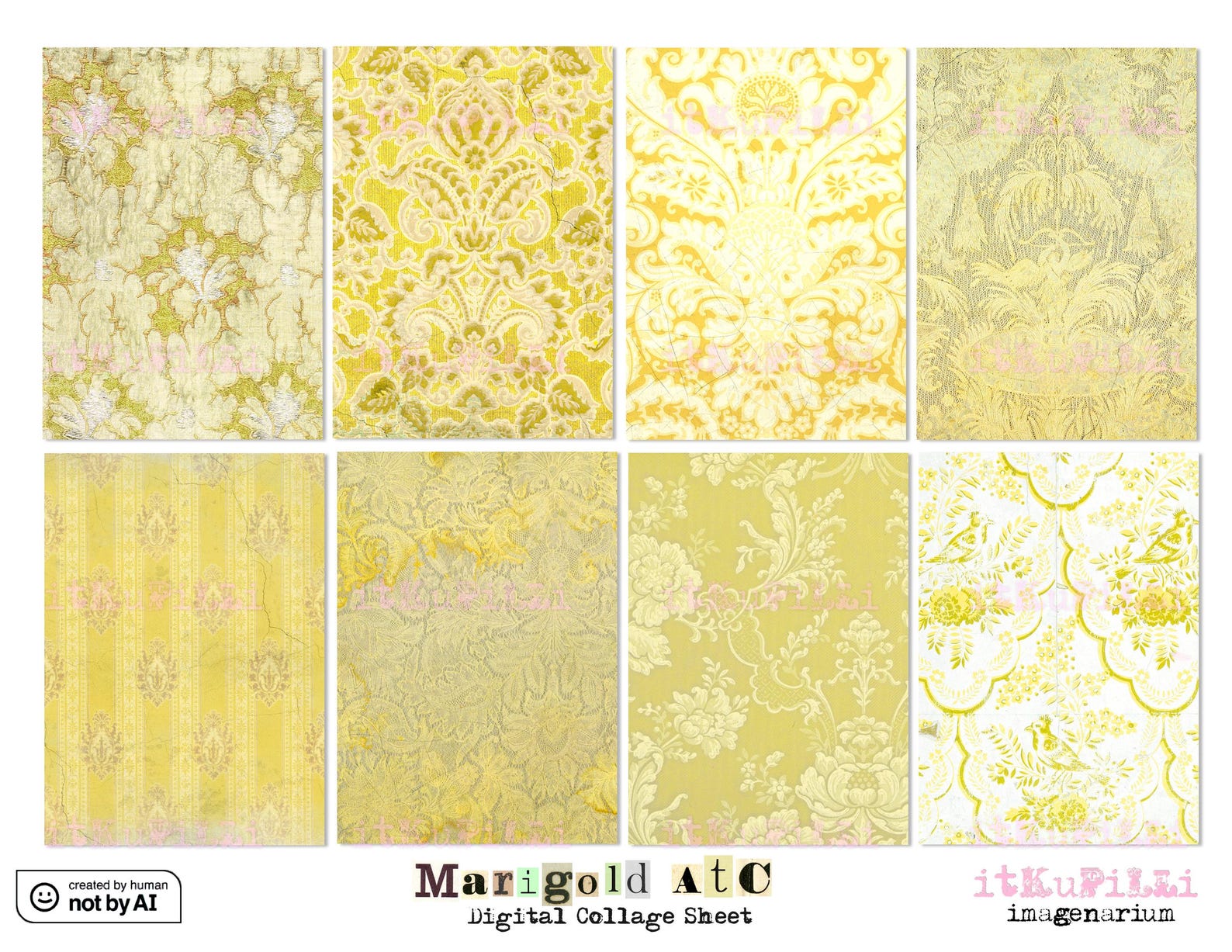 Marigold ATC - Backgrounds - Digital Collage Sheet - Jpg and Png ...