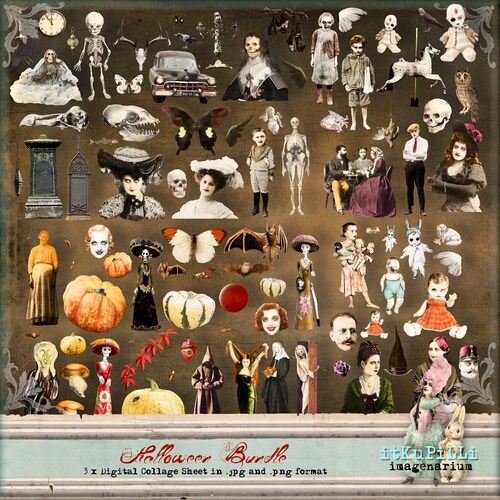 Cemetery Halloween Digital Collage Sheet Jpg and Png - Etsy